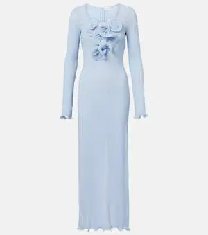 Magda Butrym Floral-appliqué Maxi Dress - Blue