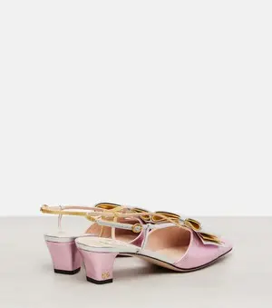 Valentino Garavani Metallic Leather Pumps With Bow Detailing