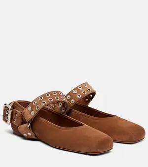 Alaïa Biker Suede Mary Jane Flats
