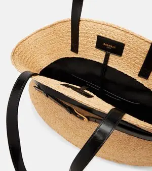 Balmain Shuffle Medium Raffia Tote Bag - Neutrals
