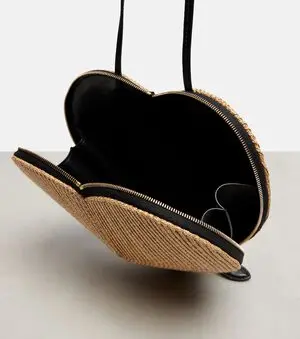 Alaïa Le Cœur Woven Crossbody Bag - Beige
