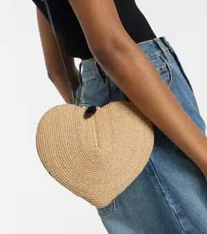 Alaïa Le Cœur Woven Crossbody Bag - Beige