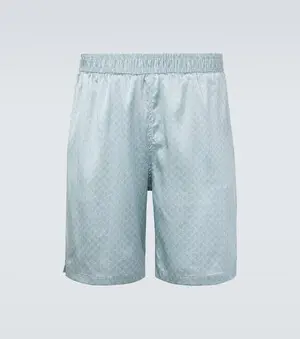 Frescobol Carioca Palma Printed Silk-blend Shorts - Blue