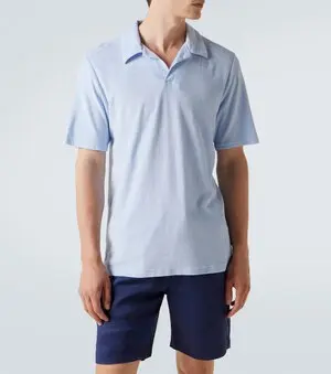 Frescobol Carioca Faustino Cotton-blend Terry Polo Shirt - Blue