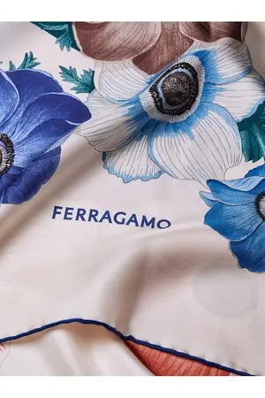 FERRAGAMO Anemone Print Silk Scarf