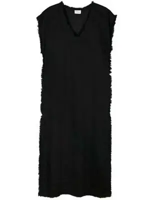 P.a.r.o.s.h Frayed Linen Midi Dress