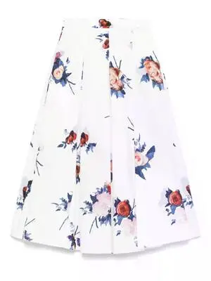Erdem Pleated Midi Skirt - White