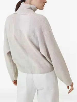 Brunello Cucinelli Turtleneck Ribbed Sweater - Neutrals