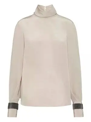 Brunello Cucinelli Crêpe De Chine Blouse - Neutrals