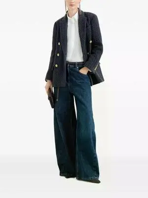 Brunello Cucinelli Double-breasted Textured Blazer - Blue