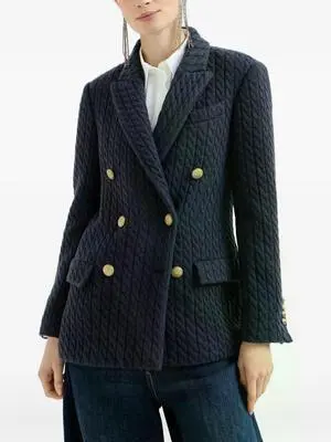 Brunello Cucinelli Double-breasted Textured Blazer - Blue
