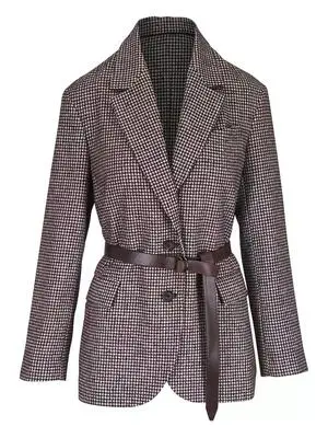 Brunello Cucinelli Houndstooth Blazer With Belt