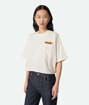 Bottega Veneta Cotton Jersey Cropped T-shirt - Chalk