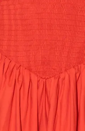 FREEMARKET Smocked Cotton Midi Tank Dress - Red