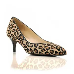 JOAN OLOFF SHOES Callie Pump With Kitten Heel - Leopard