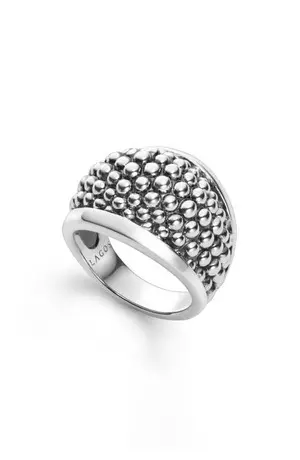 Lagos Signature Caviar Dome Ring - Silver