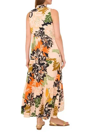 Vince Camuto Floral Sleeveless Tiered Maxi Dress - Multi