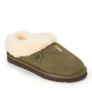 DEARFOAMS Fireside Adelaide Genuine Shearling Clog Slippers - Olive