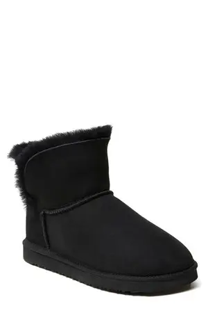 DEARFOAMS Perth Genuine Shearling Foldover Bootie - Black