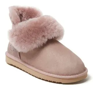 DEARFOAMS Fireside Perth Genuine Shearling Foldover Boots - Dusty Pink