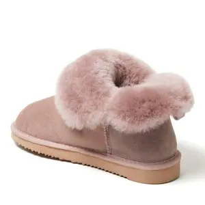 DEARFOAMS Fireside Perth Genuine Shearling Foldover Boots - Dusty Pink
