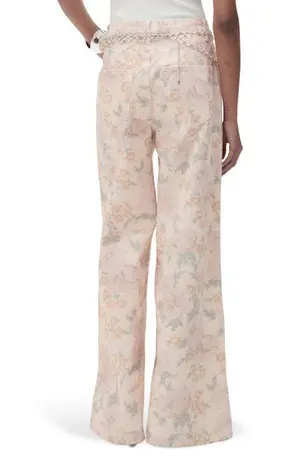 Mango Floral Print Wide Leg Jeans