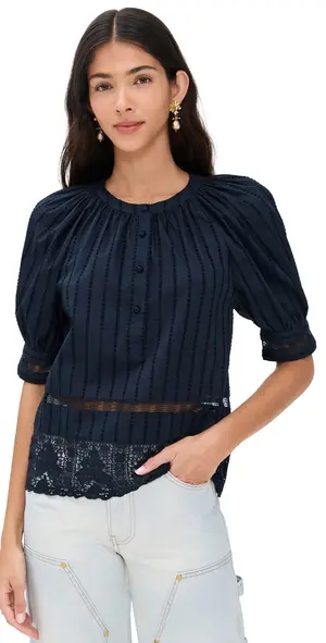Women's Lace Puff Sleeve Blouses