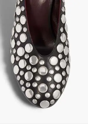 Khaite Cloak Wedge In Leather With Silver Studs - Black