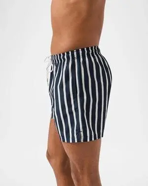Eton Striped Swim Trunks - Blue