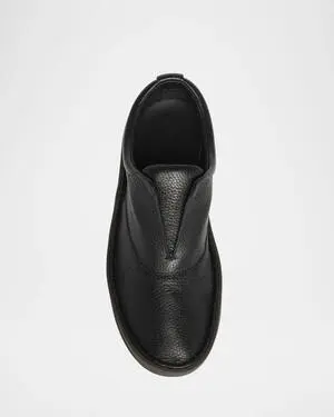 Giorgio Armani Grained Deerskin Slip-on Sneakers - Black