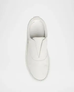 Giorgio Armani Grained Deerskin Slip-on Sneakers - White