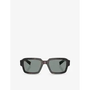 Prada Pr 02zs Rectangle-frame Sunglasses - Brown