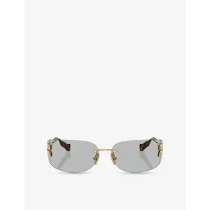 Miu Miu Square-frame Metal Sunglasses - Gold