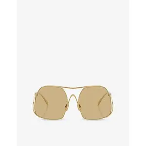 Miu Miu Square Frame Metal Sunglasses - Gold