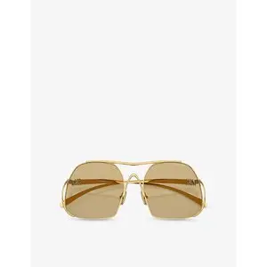 Miu Miu Square-frame Metal Sunglasses - Gold