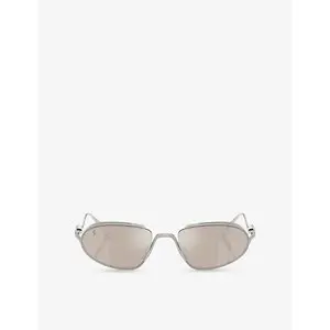 FERRARI Oval-frame Metal Sunglasses - Silver