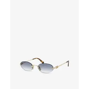 Miu Miu Oval-frame Metal Sunglasses - Gold