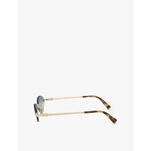 Miu Miu Oval-frame Metal Sunglasses - Gold