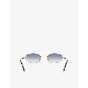 Miu Miu Oval-frame Metal Sunglasses - Gold