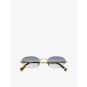 Miu Miu Oval-frame Metal Sunglasses - Gold