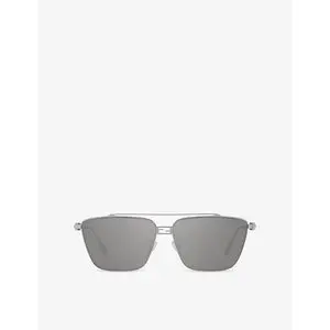Fendi Baguette Aviator-frame Metal Sunglasses - Grey