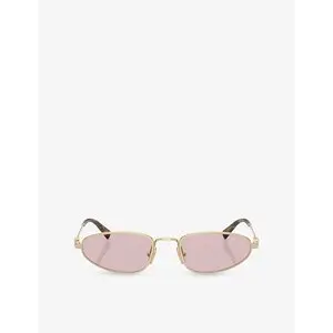 Miu Miu Oval-frame Metal Sunglasses - Gold