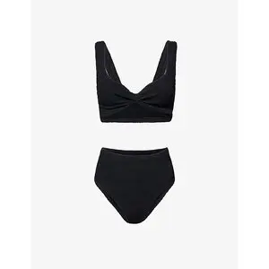 Hunza G Jamie Twist Seersucker Bikini Set - Black
