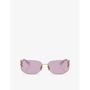 Miu Miu Square-frame Metal Sunglasses - Gold