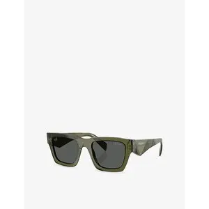 Prada Rectangle-frame Acetate Sunglasses - Green