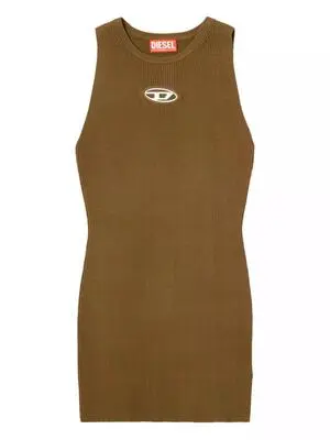 DIESEL® Metallic-logo Ribbed Dress - Brown