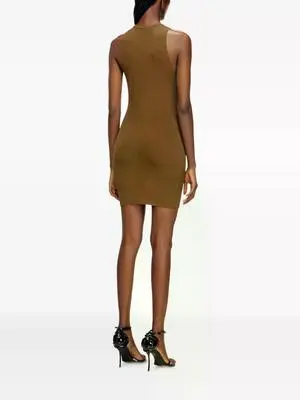 DIESEL® Metallic-logo Ribbed Dress - Brown
