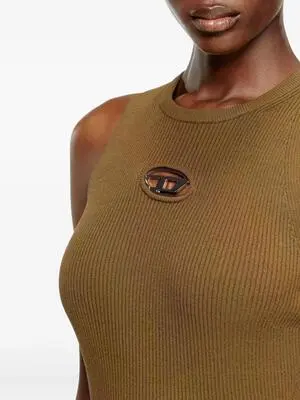 DIESEL® Metallic-logo Ribbed Dress - Brown