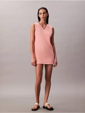 Calvin Klein Crochet Mini Dress - Powder Pink