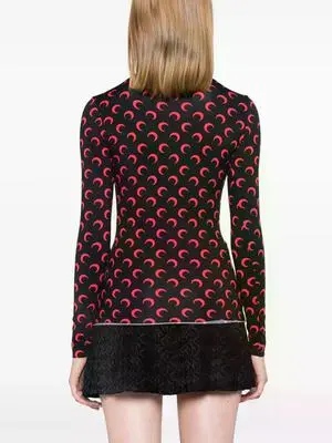 MARINE SERRE Moon-print Jersey Long-sleeve T-shirt - Black